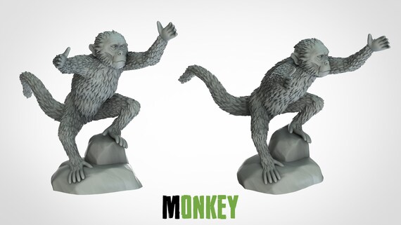 MONKEY 32mm Scale 3D Printed Animal Miniature for Tabletop - Etsy