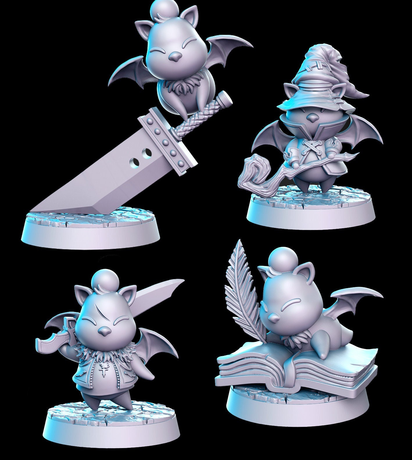 Role Playing Miniatures Miniature Toys Famillar Batomon Moogle Inspired ...