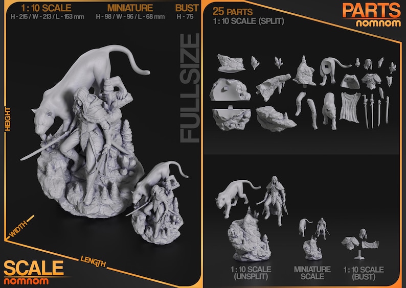 Drow Adventurer 3D Printed Statue Fan Art | Garage Kit | Model Kit ...