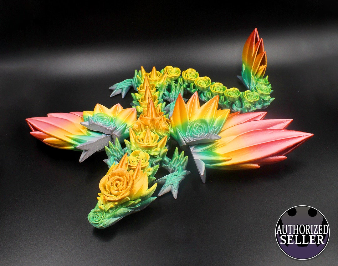 Articulated Rose Winged Dragon 3D Printed Fidget Desk Toy | Designed by ...