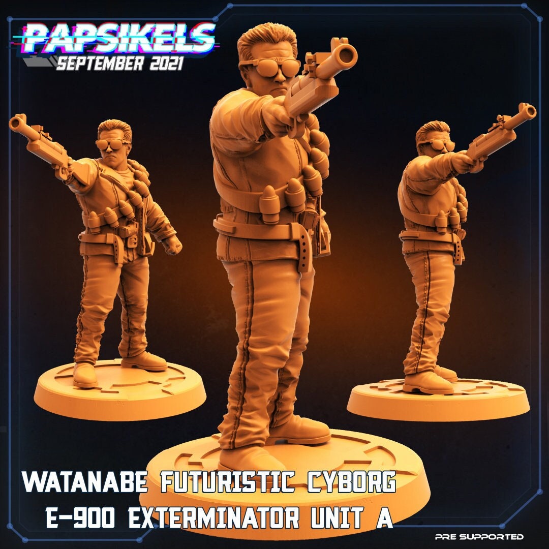 Futuristic Cyborg E-900 Exterminator Unit A | Skull Hunters | 32mm ...