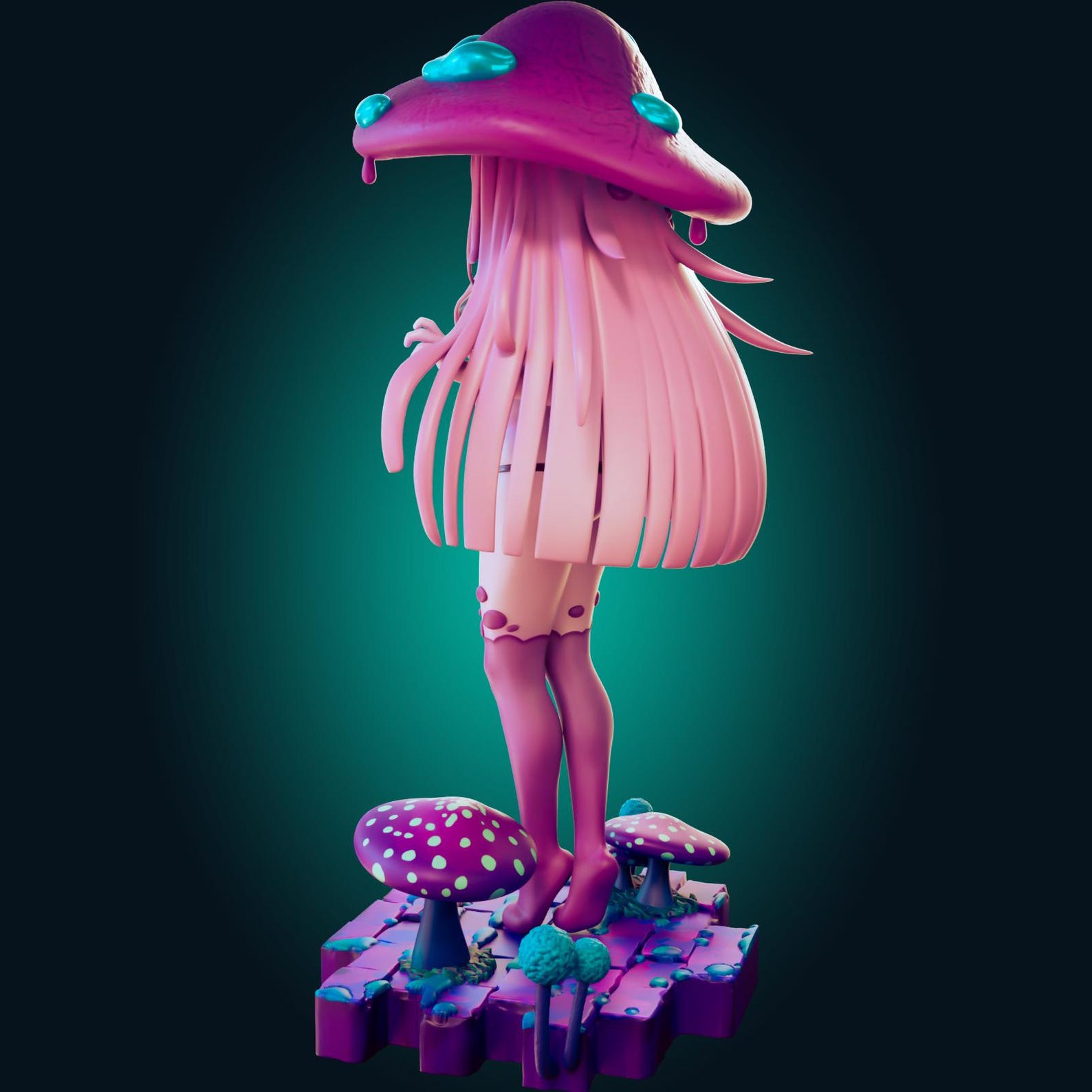 Mushroom Girl Pin up Figurine | 3D Resin Print | Model Kit | Garage Kit ...