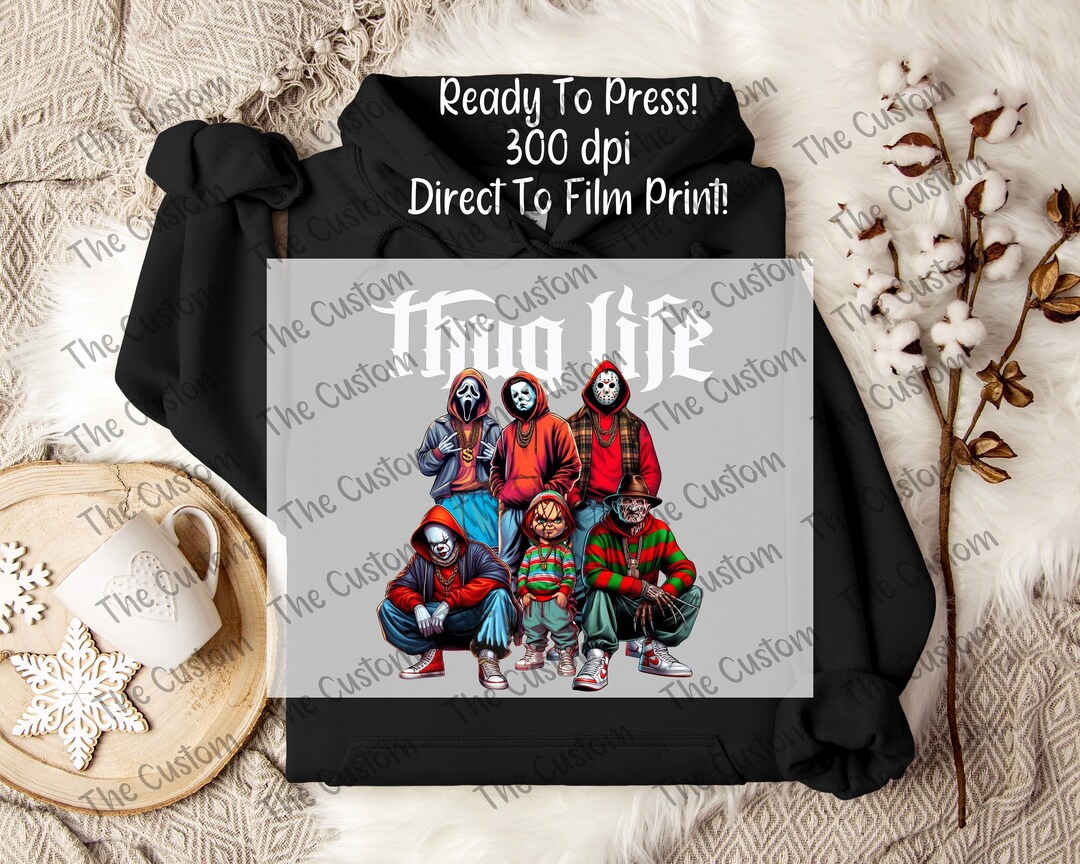 Thug Life Horror Movie Icons DTF Transfer - White Letters - Etsy