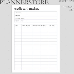 Credit Card Payment Tracker | Personal Finance Management | Printable ...