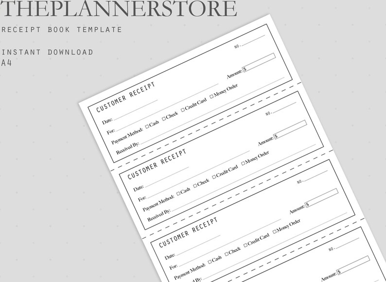 Receipt Book Template | Printable Receipt Organizer | Instant Download ...