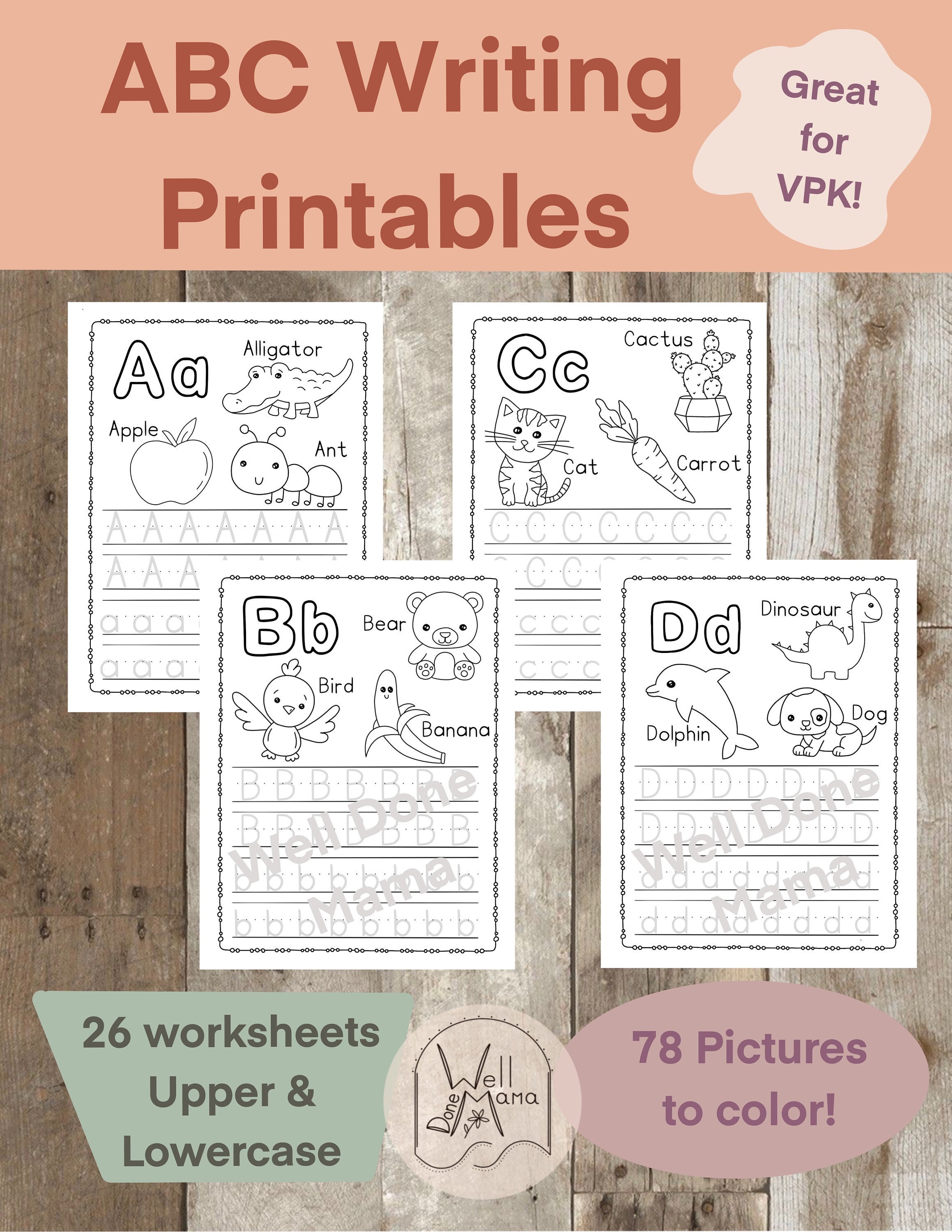 A-Z Alphabet Writing Printables/ Handwriting Worksheets/ ABC Writing ...