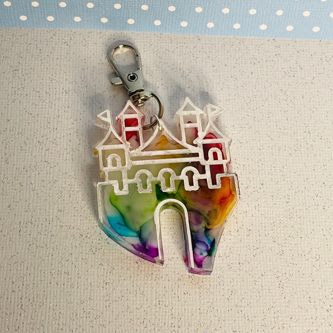 Princess Castle Keychain Rainbow Castle Keychain Disneybound - Etsy