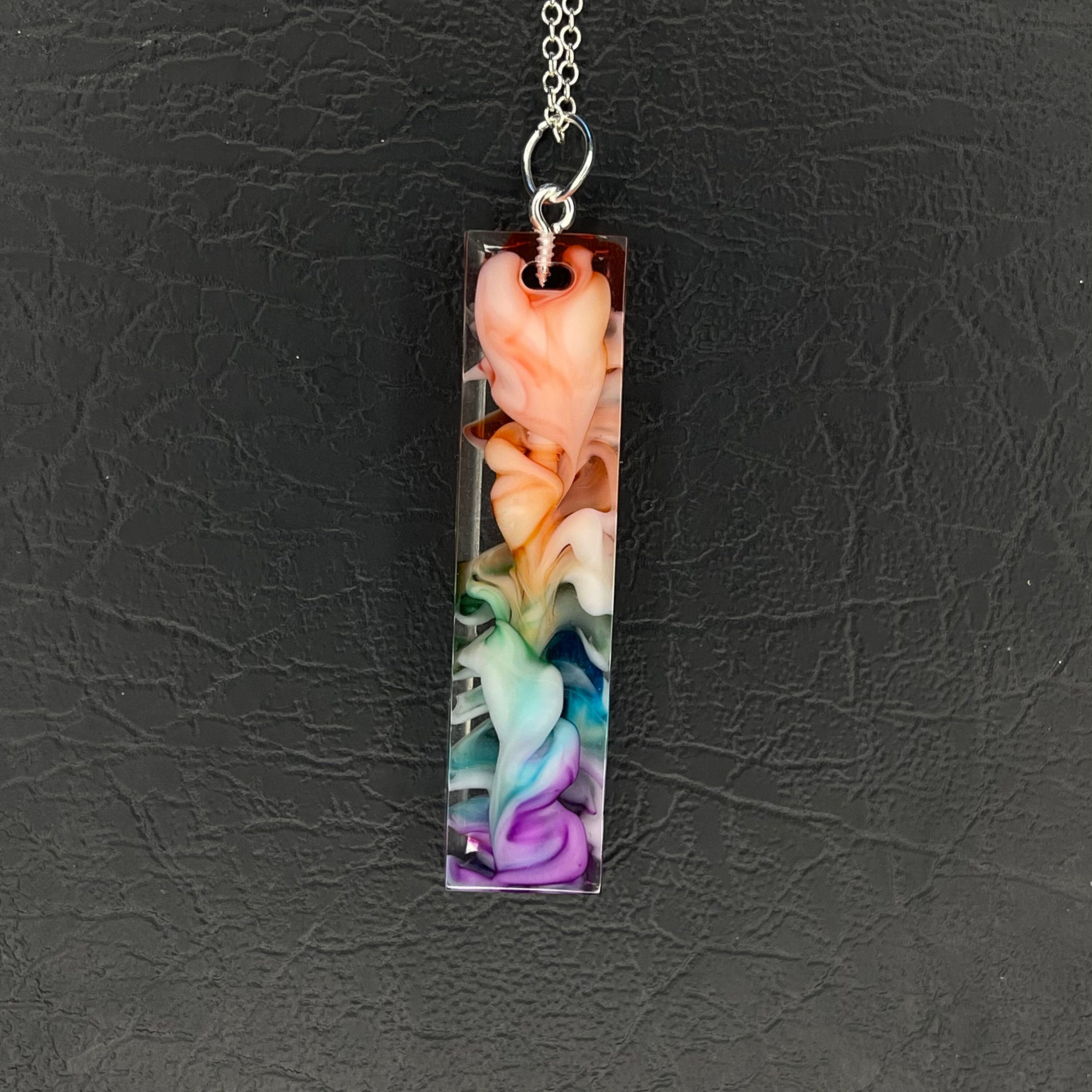 LGBTQ PRIDE Resin Necklace Rectangle Gay Necklace - Etsy