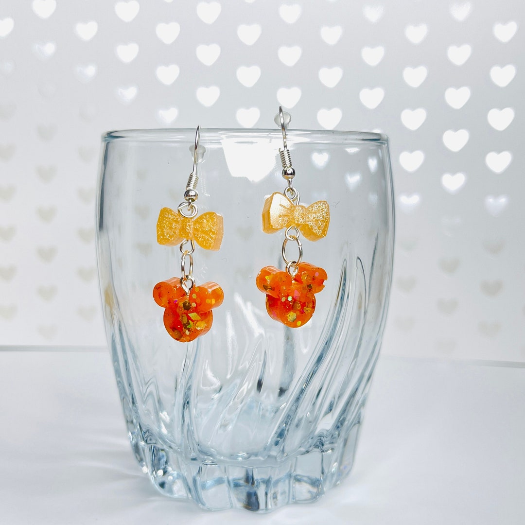 Orange Minnie Earrings Mouse and Bow Earrings Monochromatic Rainbow ...