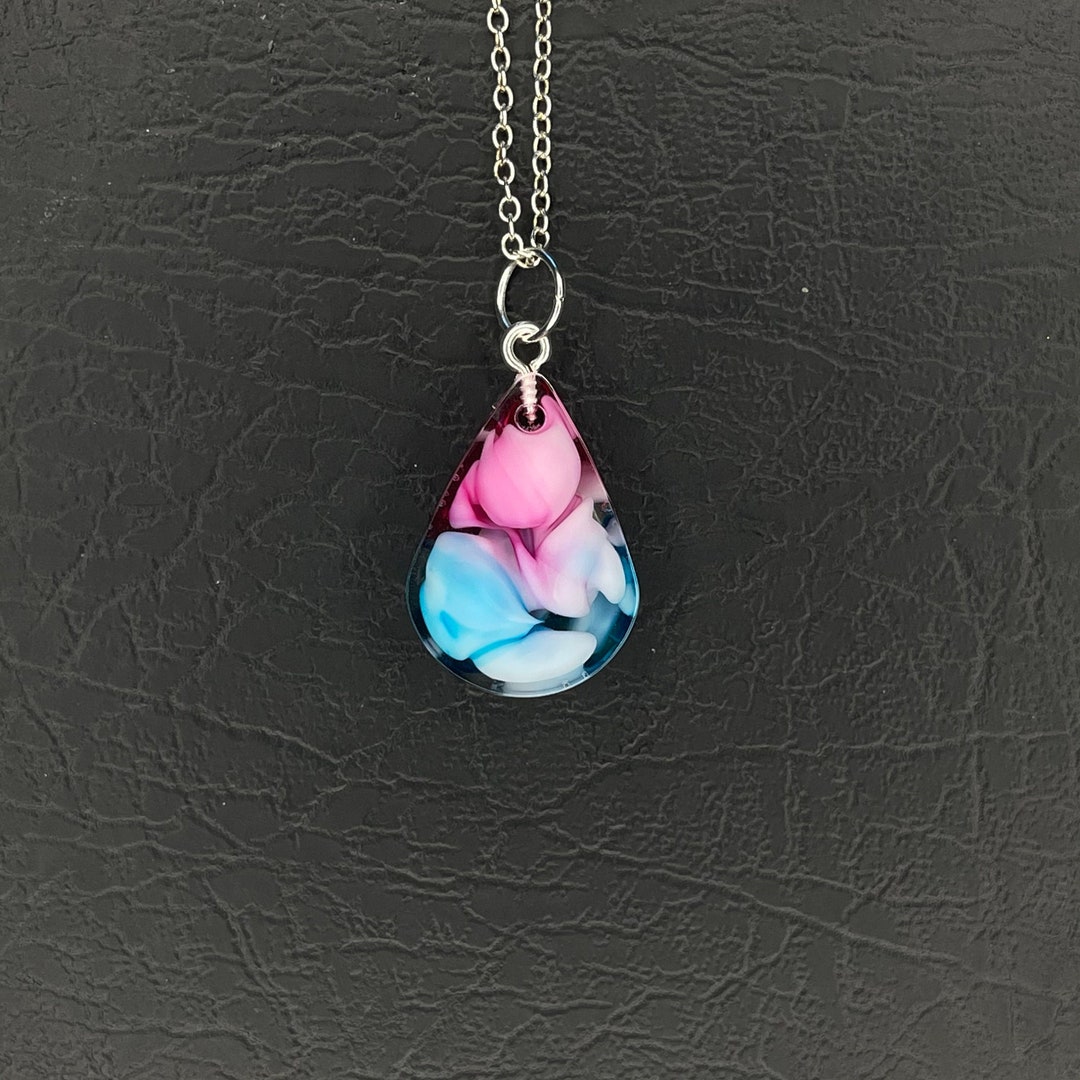 LGBTQ PRIDE Resin Necklace | Teardrop - Trans Necklace - Etsy