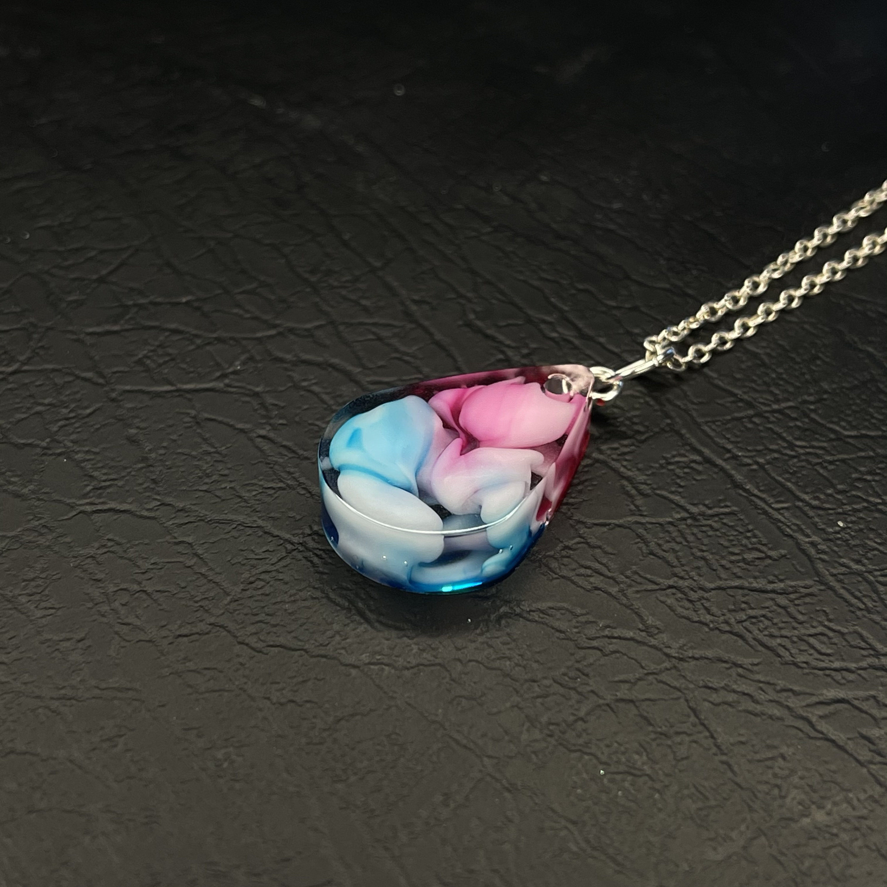 LGBTQ PRIDE Resin Necklace Teardrop Trans Necklace Made | Etsy