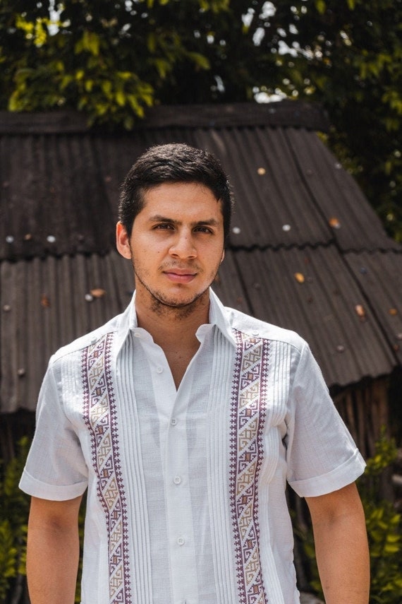 Rj00632 Camisa Guayabera De Manta Color Blanco Artesanal