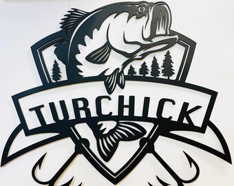 Metal Bass Wall Art Metal Wall Decor Bass Fishing Gift for Men Metal ...