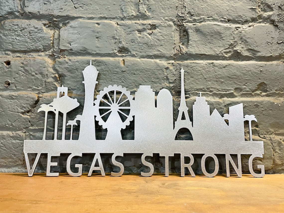 Las Vegas Skyline Metal Sign, Vegas Strong Metal Sign, Custom Metal ...