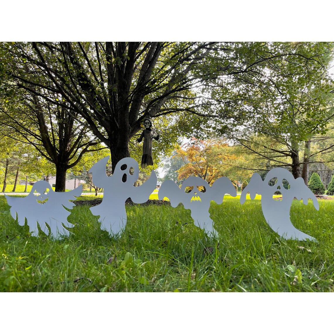 Metal Halloween Ghost Stakes, Metal Ghost Yard Art, Metal Ghost Sign ...