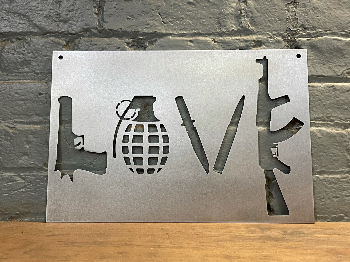 Gun Love Weapon Metal Art AK-47 Metal Art Love Guns Spray - Etsy