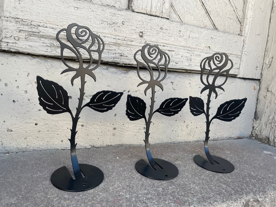 Tabletop Metal Rose, Free Standing Metal Rose, Metal Rose, Metal ...
