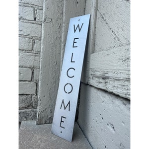 Modern Welcome Sign, Metal Welcome Sign Outdoor, Vertical Metal Welcome ...