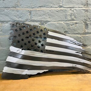 Black and Polished Tattered American Flag, Metal American Flag, Metal ...