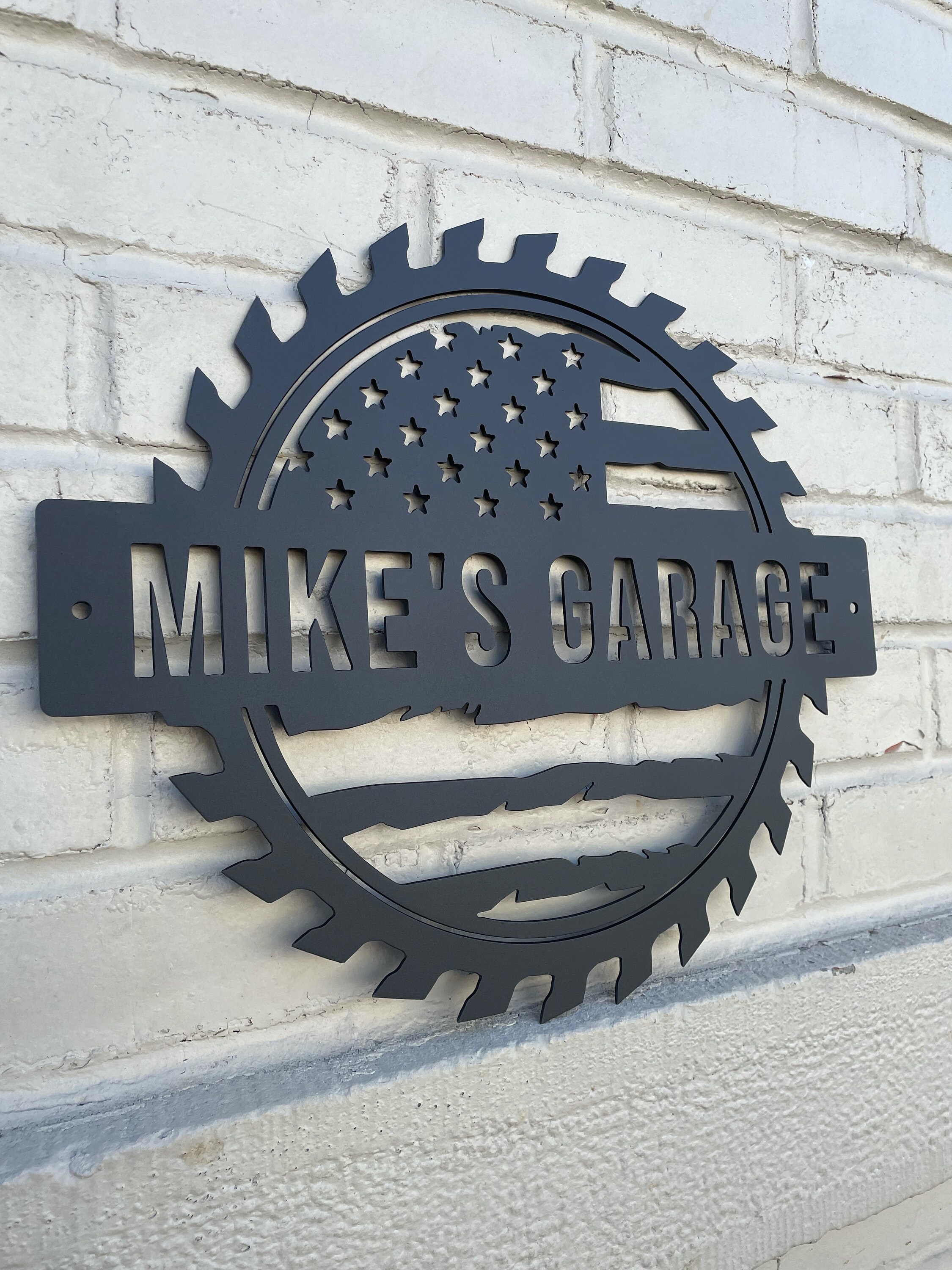 Personalized Metal Garage Sign Custom American Flag Sign - Etsy