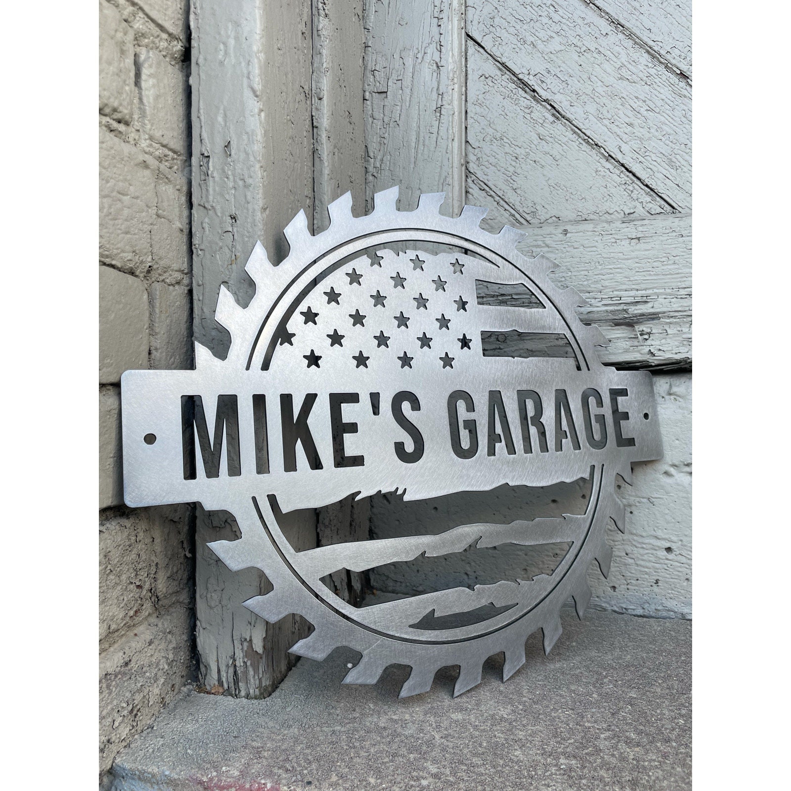 Personalized Metal Garage Sign Custom American Flag Sign - Etsy