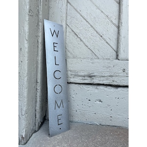 Modern Welcome Sign, Metal Welcome Sign Outdoor, Vertical Metal Welcome ...