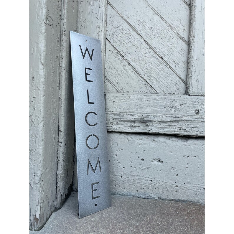 Modern Welcome Sign Metal Welcome Sign Outdoor Vertical - Etsy