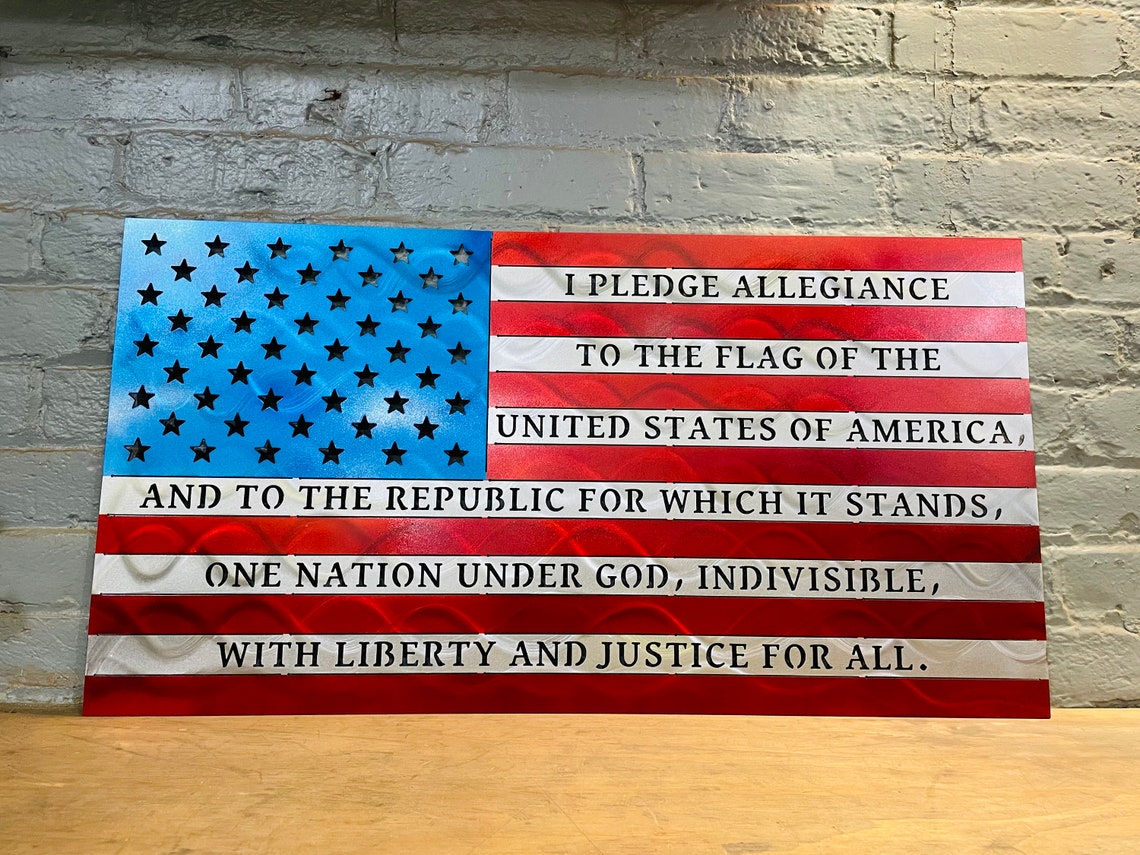Pledge of Allegiance Metal Flag American Flag Pledge Metal | Etsy