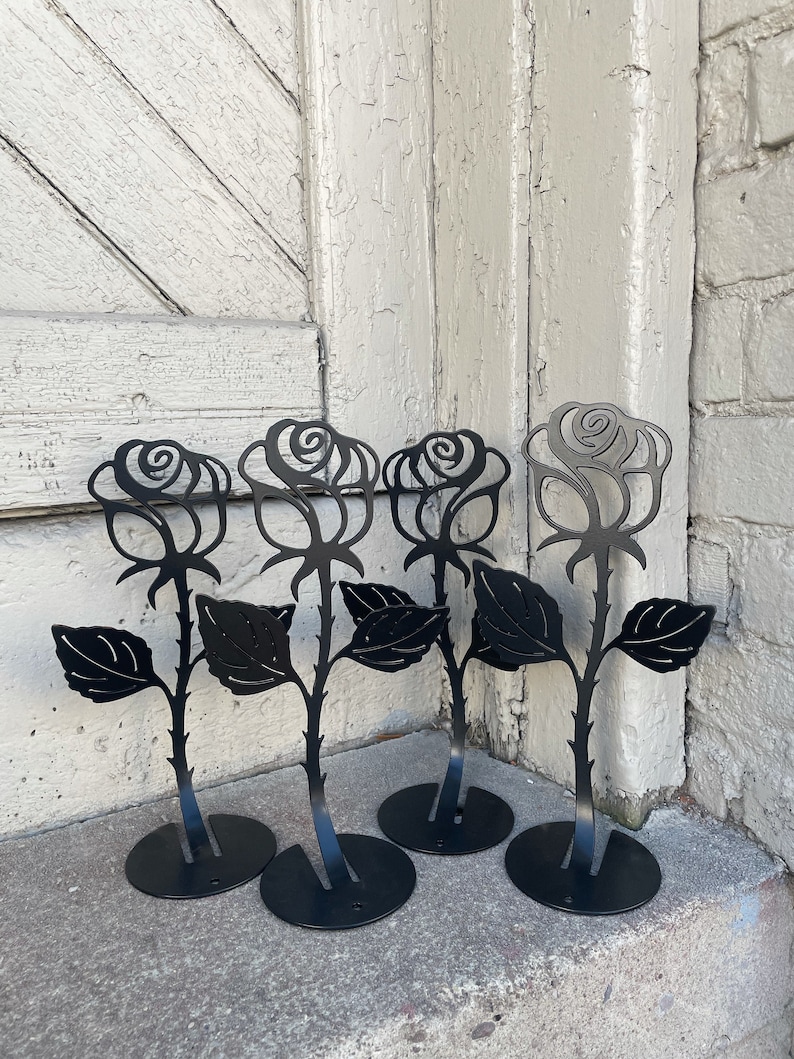 Tabletop Metal Rose Free Standing Metal Rose Metal Rose - Etsy