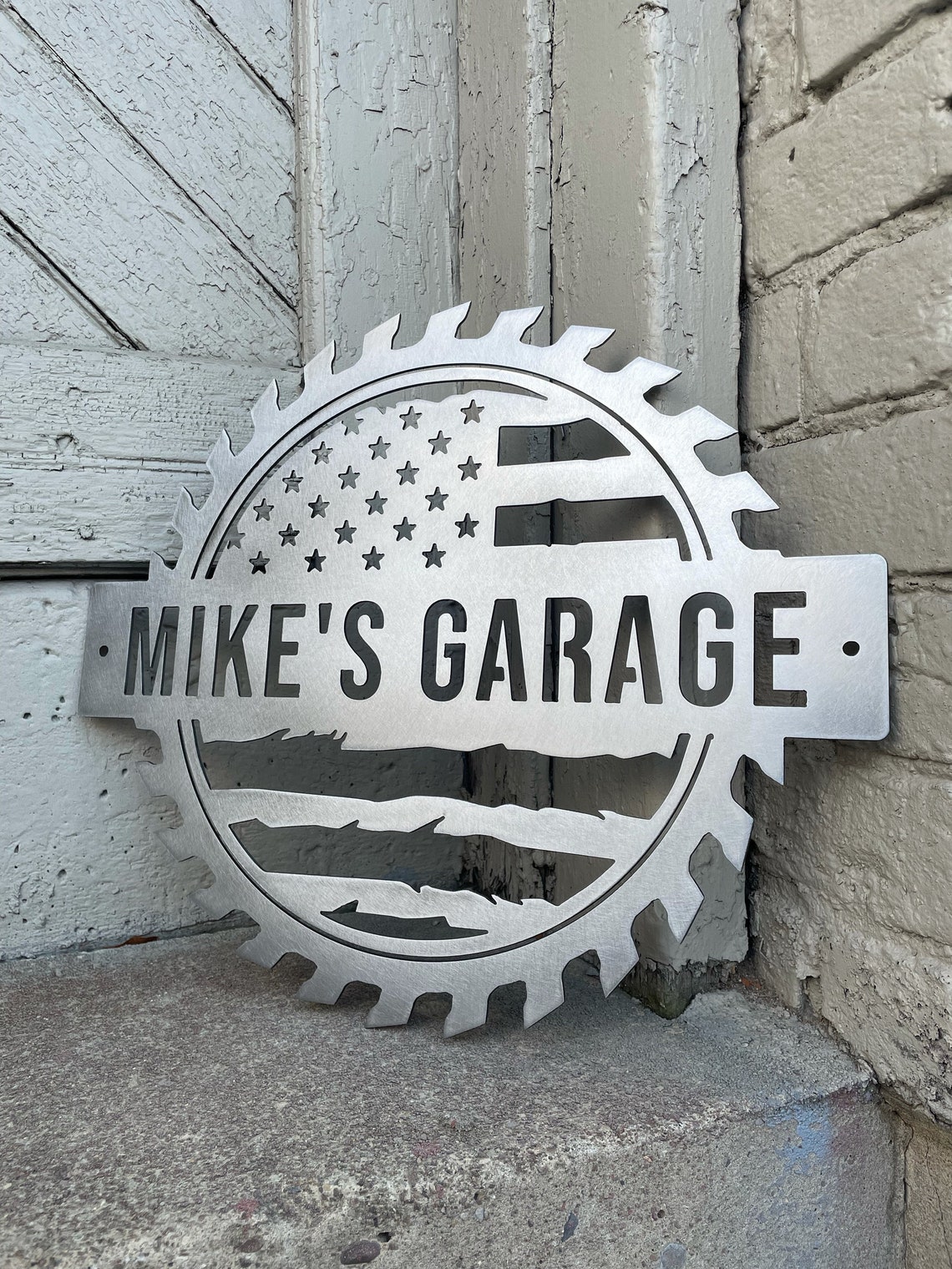Personalized Metal Garage Sign Custom American Flag Sign - Etsy