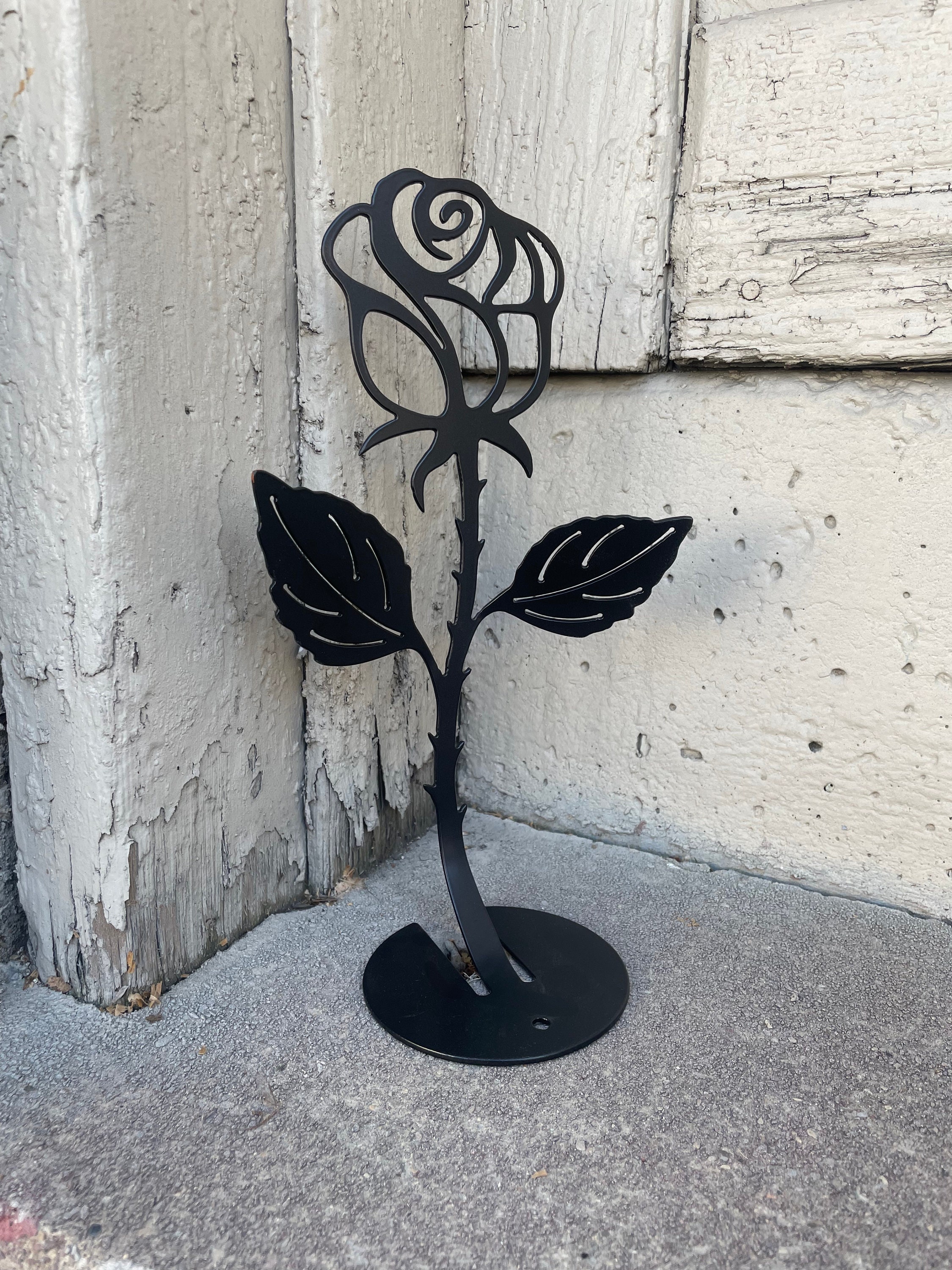 Tabletop Metal Rose Free Standing Metal Rose Metal Rose | Etsy