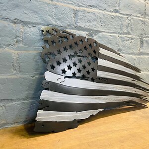 Black and Polished Tattered American Flag, Metal American Flag, Metal ...
