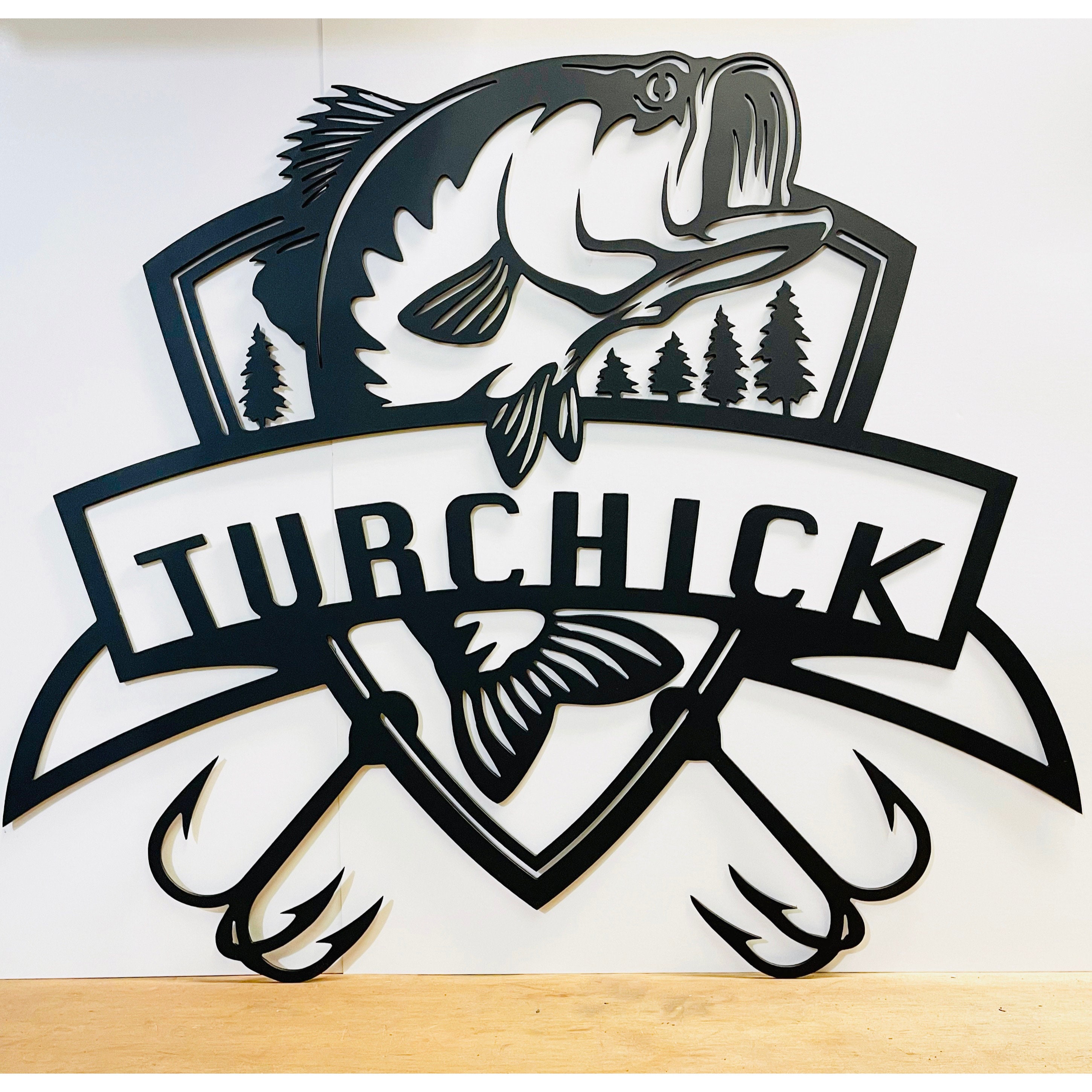 Personalized Fishing Sign Custom Fish Metal Name Sign Bass | Etsy