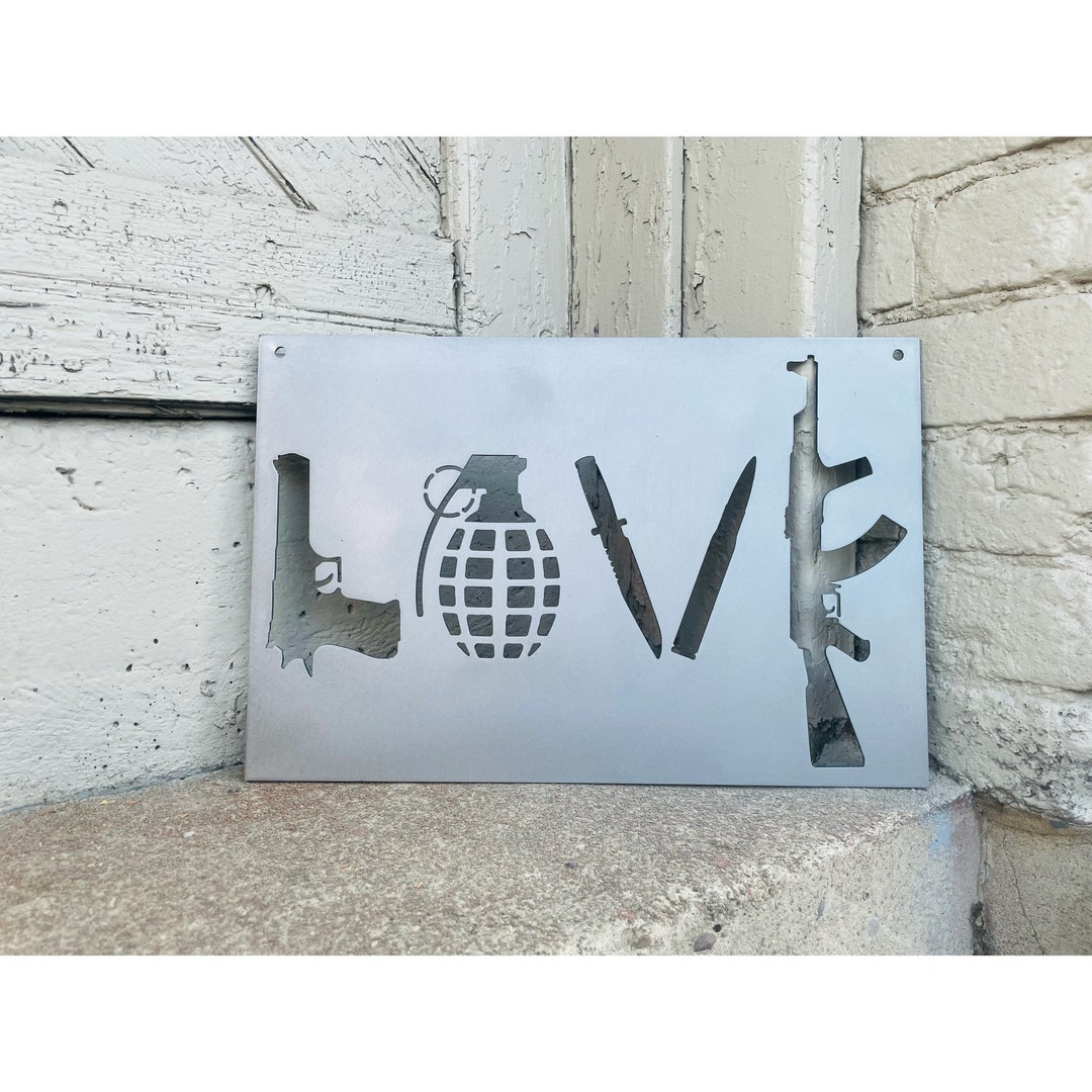 Gun Love Weapon Metal Art, AK-47 Metal Art, Love Guns, Spray Paint Love ...