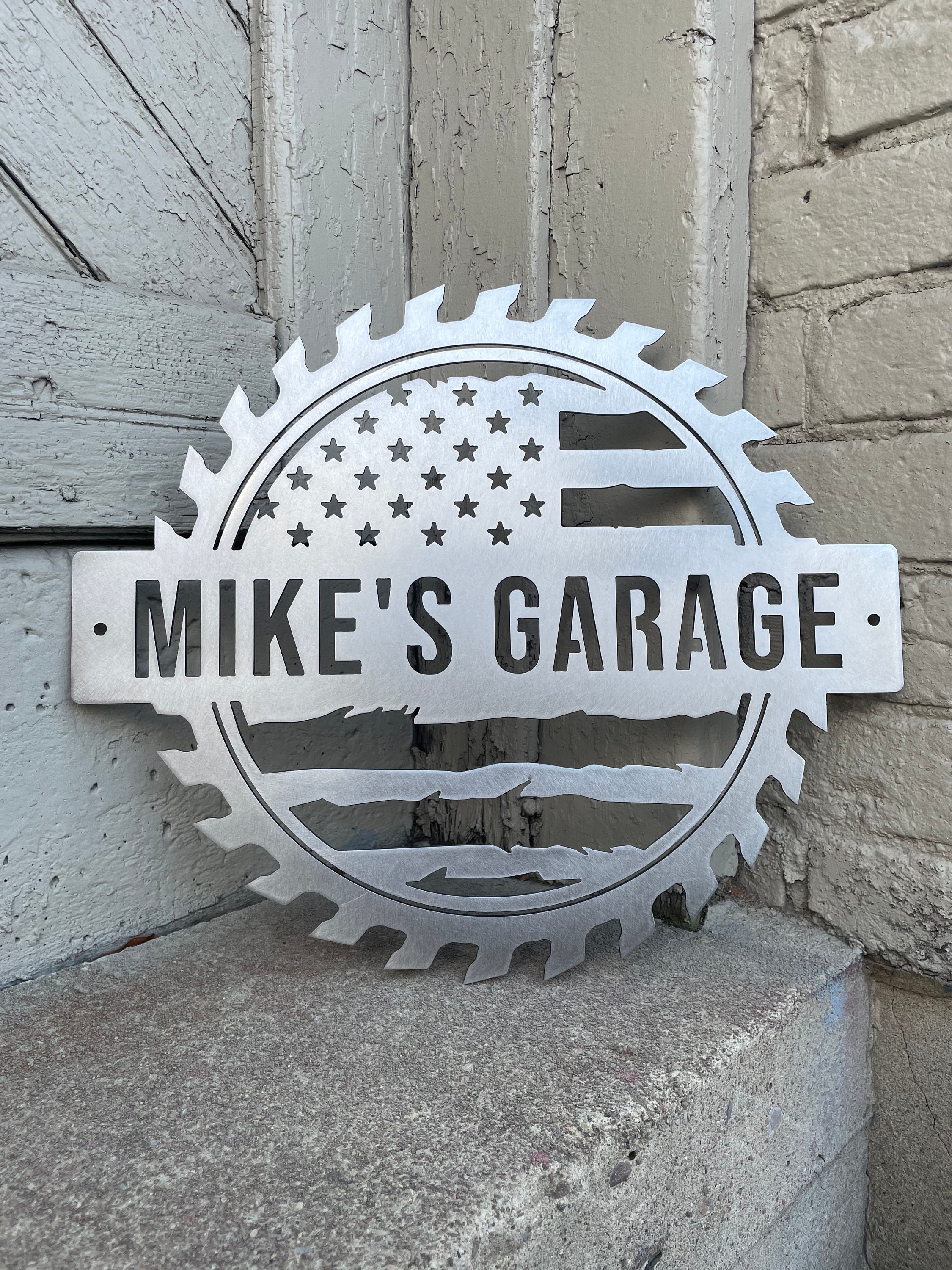 Personalized Metal Garage Sign, Custom American Flag Sign, Custom ...