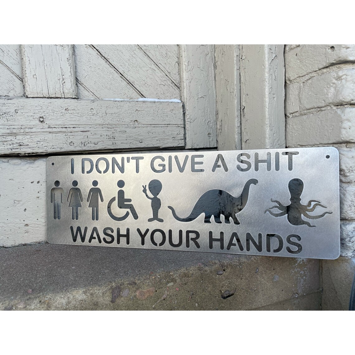 Funny All Gender Metal Bathroom Sign, Metal Restroom Sign, I Don't Give ...
