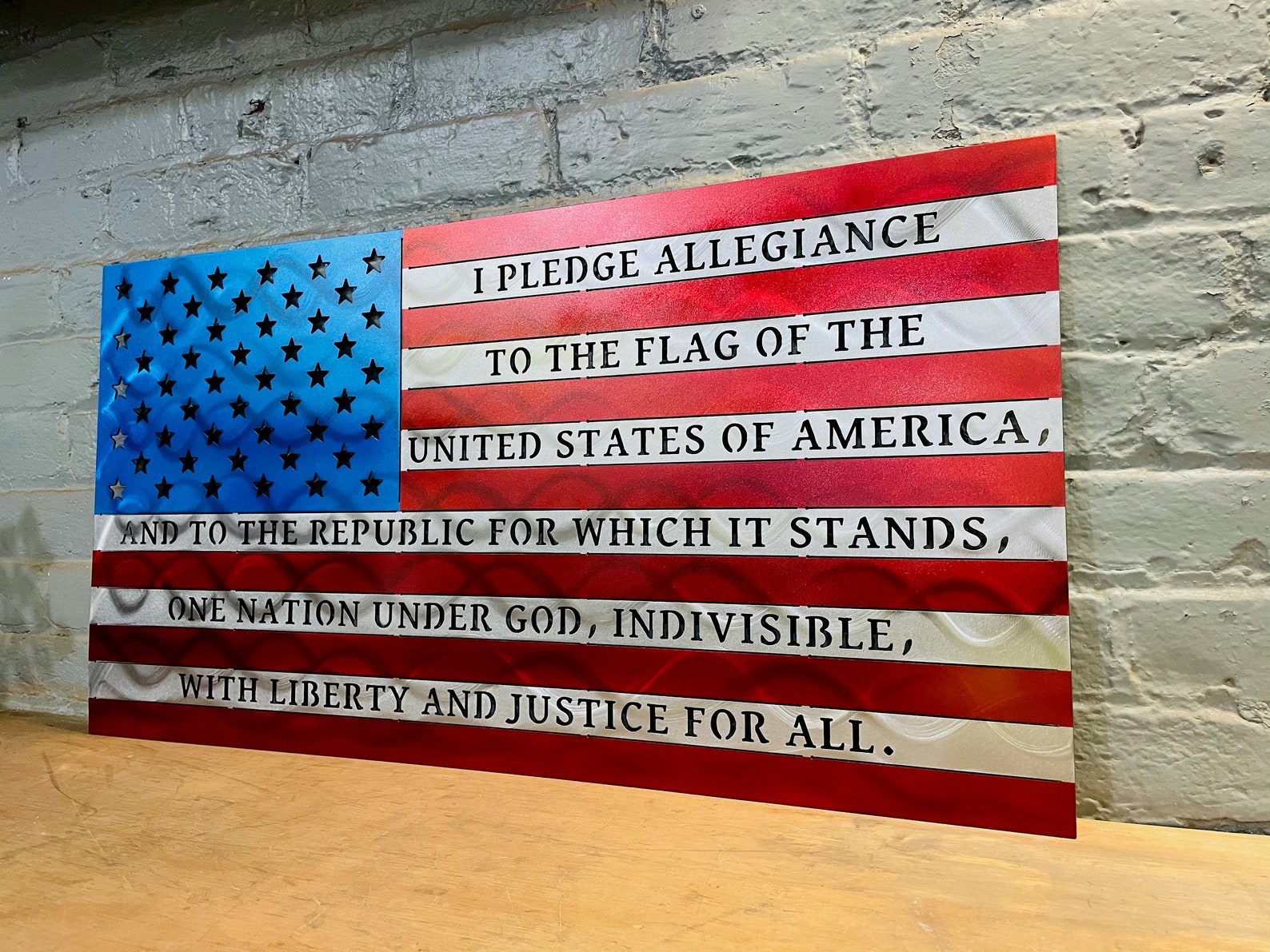 Pledge of Allegiance Metal Flag American Flag Pledge Metal - Etsy