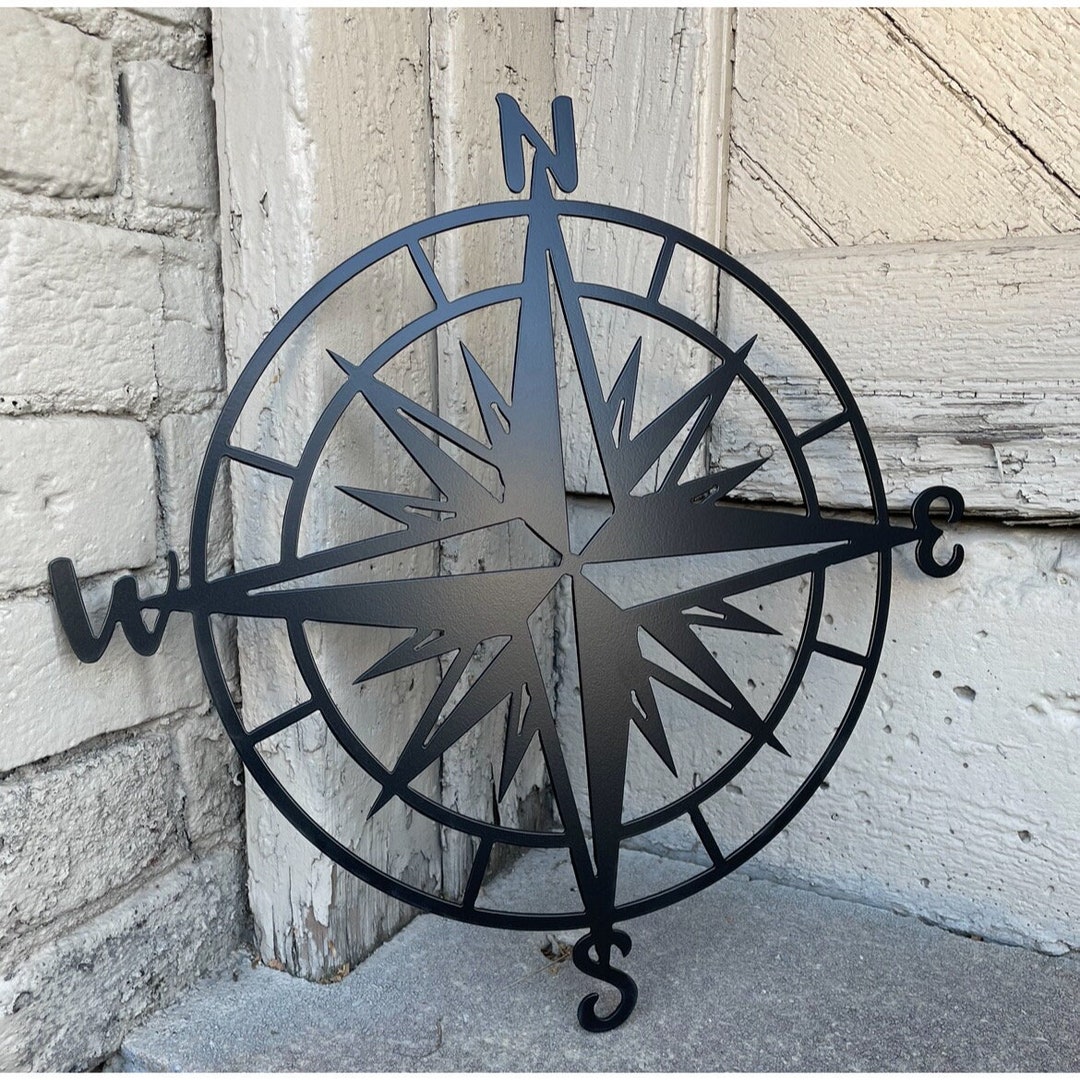 Metal Compass Wall Art, Metal Nautical Star and Compass, Boating Metal ...