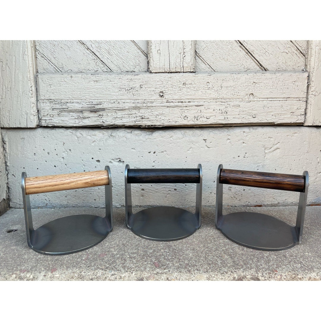 Smash Burger Press, Metal Burger Press With Oak Handle, Grill Tool ...