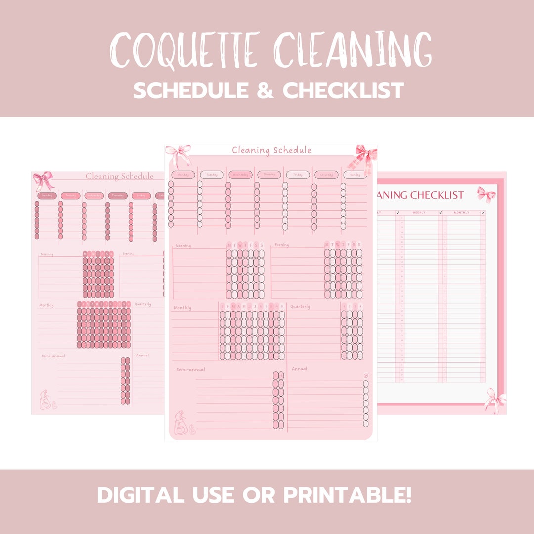 Coquette Cleaning Schedule & Checklist: Elegant Home Maintenance (PDF ...