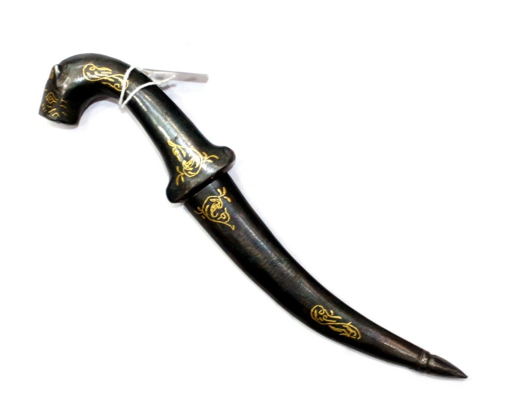 Dagger Knife Hand Forged Steel Blade Pure Gold Koftgari Work - Etsy