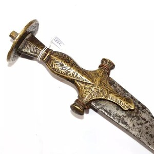 Antique Sword Hand Forged Old Steel Blade Original Engraved Brass ...