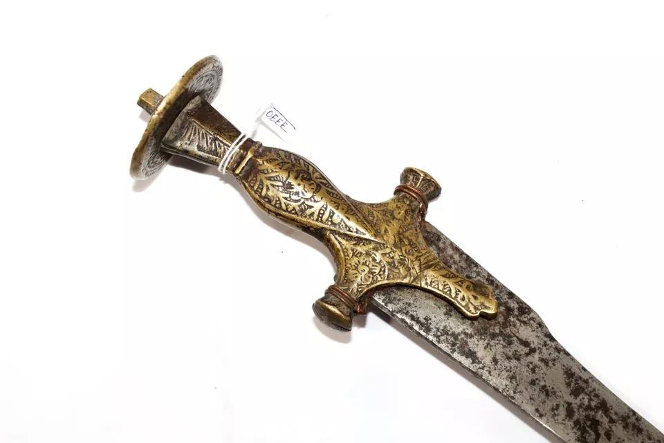 Antique Sword Hand Forged Old Steel Blade Original Engraved Brass ...