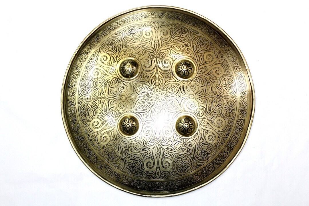 Shield Dhal India Hand Engraved Design Battle Armory Brass Polish F923 ...