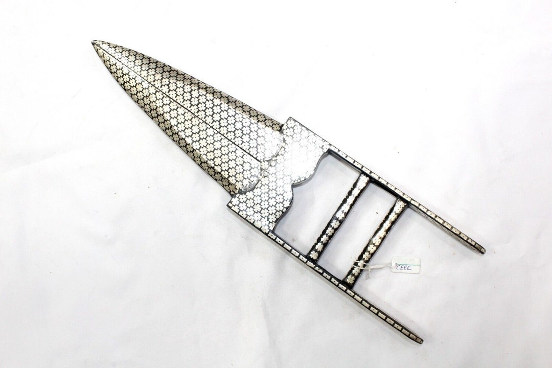 Dagger Katar Tiger Scissor Knife Damascus Steel Blade Silver Koftgari ...