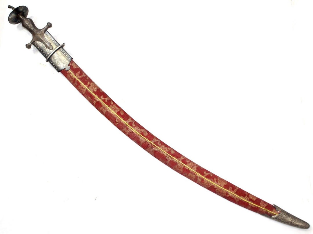Sword Damascus Steel Blade Pure Silver Koftgari Inlay Wire Work Handle ...