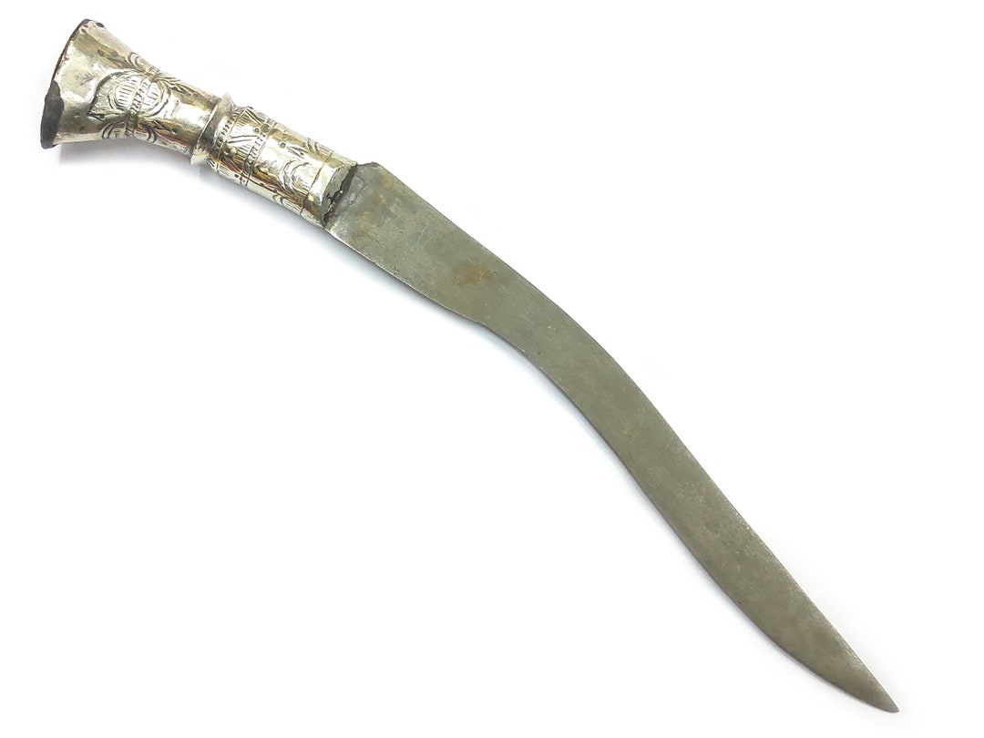 Dagger Knife Nepali Kukri Khukuri Machete Old Sakela Damascus Steel ...