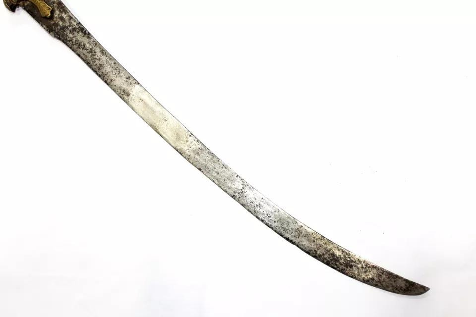 Antique Sword Hand Forged Old Steel Blade Original Engraved Brass ...