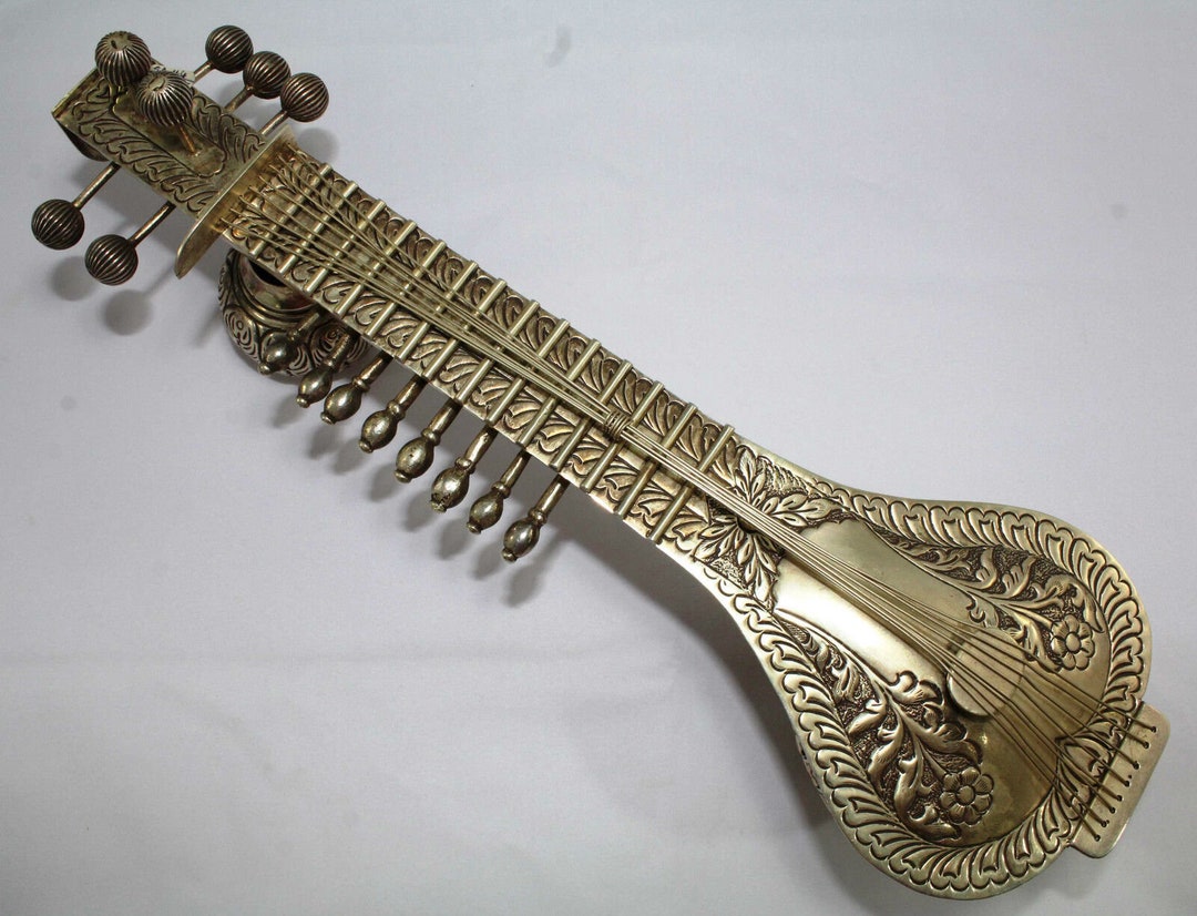 Traditional Handmade Silver Indian Musical Instrument Sitar Trinket Box ...