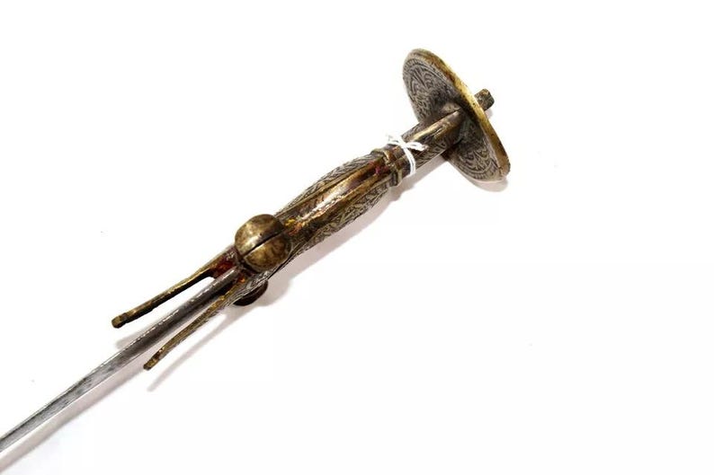 Antique Sword Hand Forged Old Steel Blade Original Engraved Brass ...